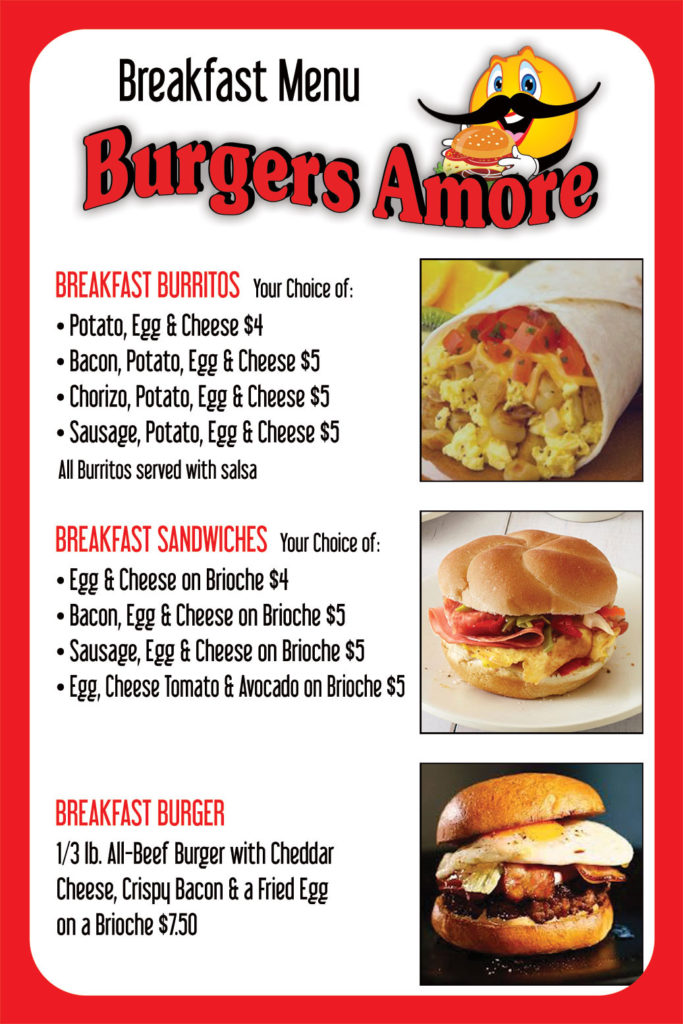 Menu - Burgers Amore